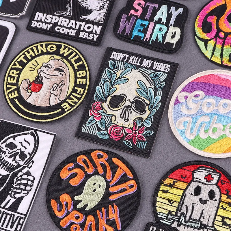 Black-Humor-Embroidered-Patches-On-Clothes-Stripes-DIY-Funny-Slogan ...