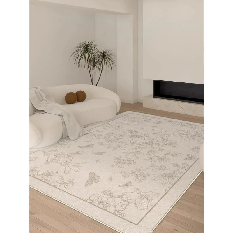 Floral Leaf Pattern French Carpet Light Luxury Floor Mat Bedroom ...