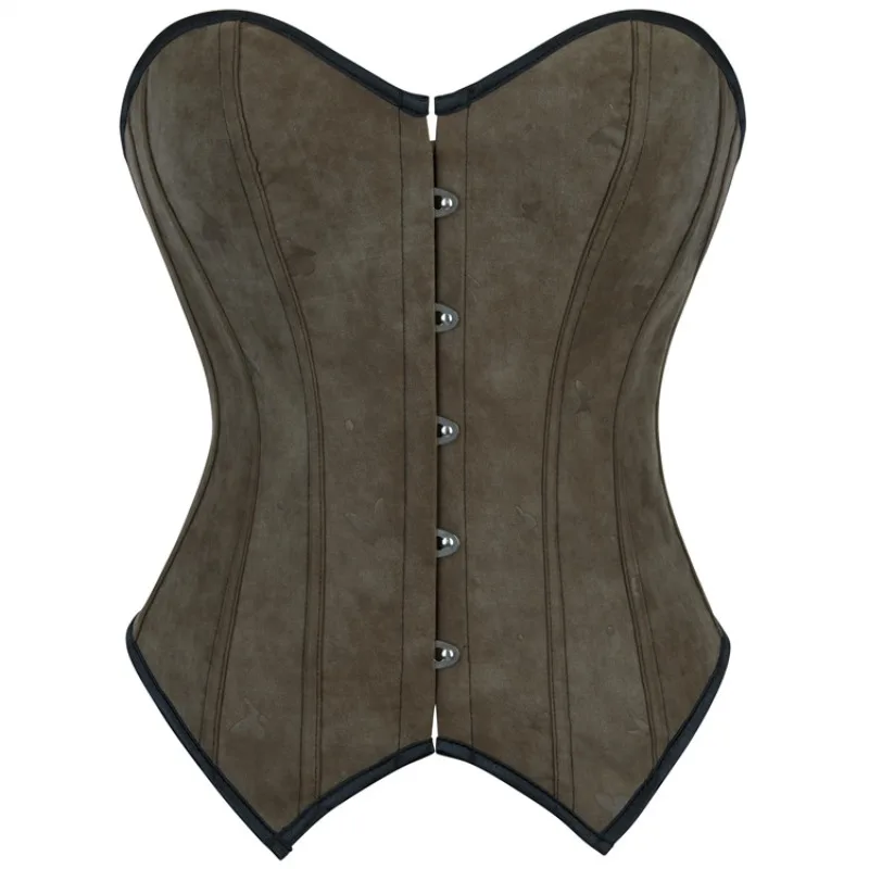 Woman Overbust Corset Simple Vintage Elegant Bustier Plastic Boned ...