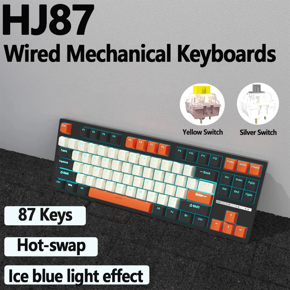 HJ87-87-Keys-Type-C-Wired-Mechanical-Keyboard-Hot-Swap-Cool-Light ...