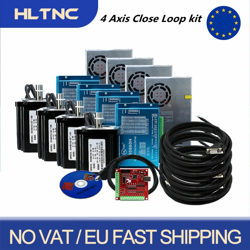 Eu Shipped 4 Axis Close Loop Nema34 Stepper Motor 4.5 / 8.5 / 12 N.m Dc ...