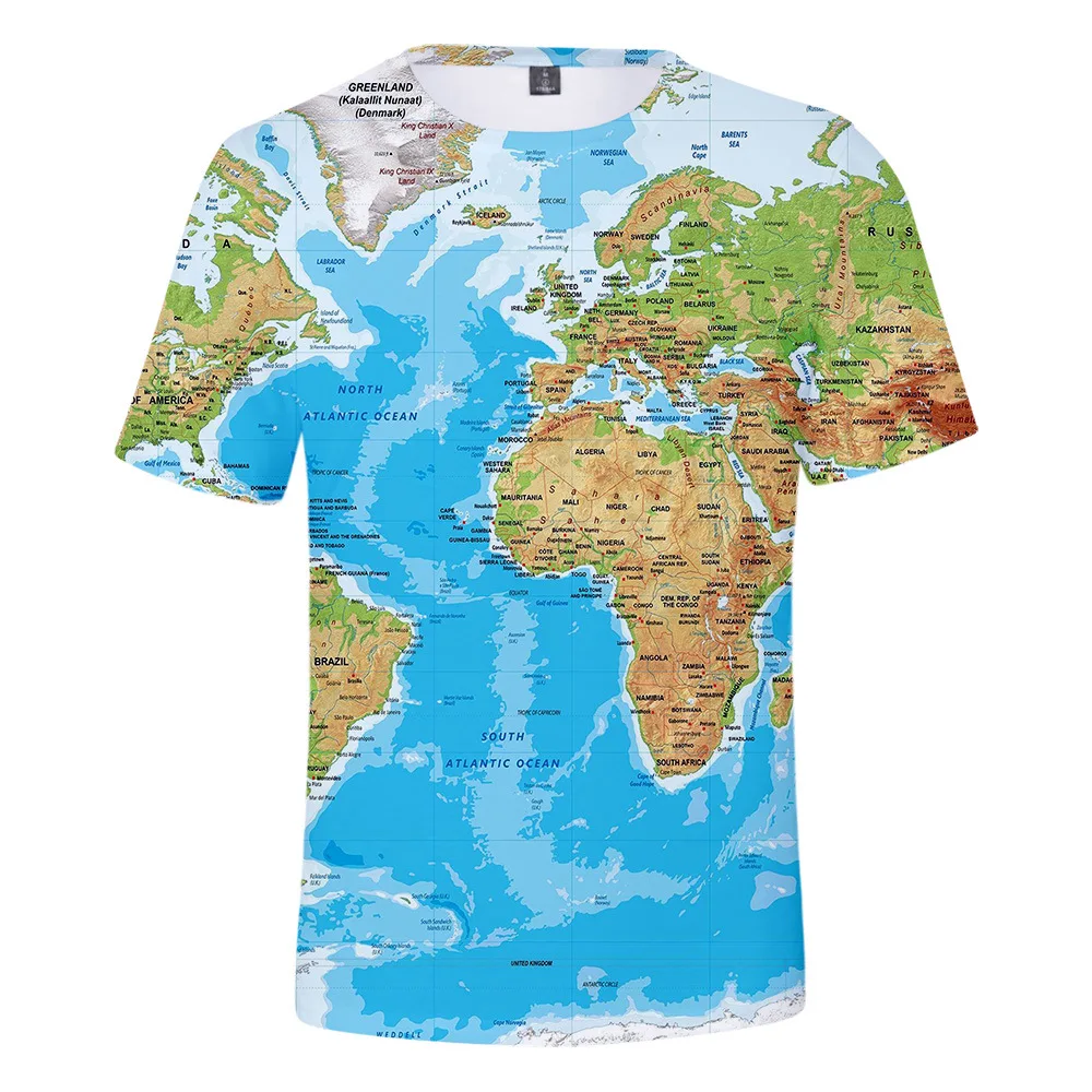 Casual-Boys-Girls-3d-Printed-World-Map-T-shirts-Kids-Hot-Sale-Unisex ...