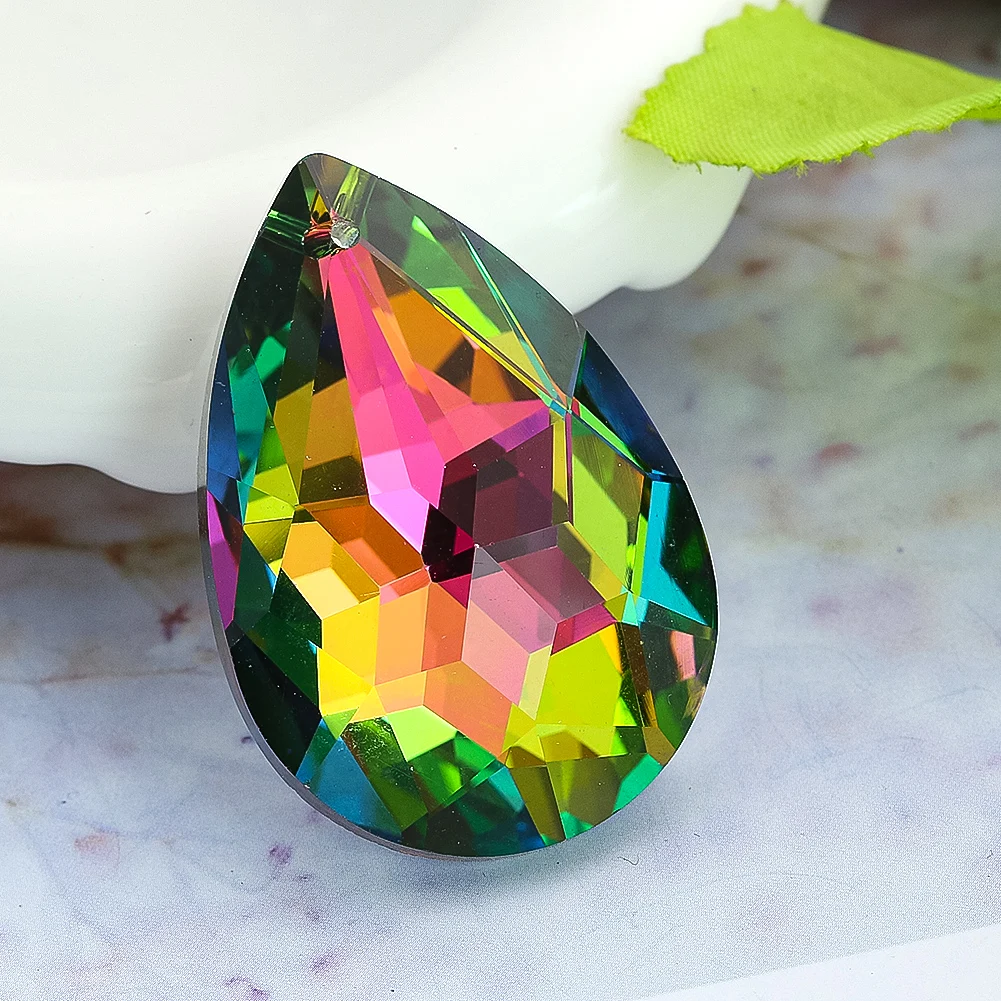 47mm-Stained-Angel-Tears-Glass-Artwork-Crystal-Prism-Faceted-Suncatcher ...