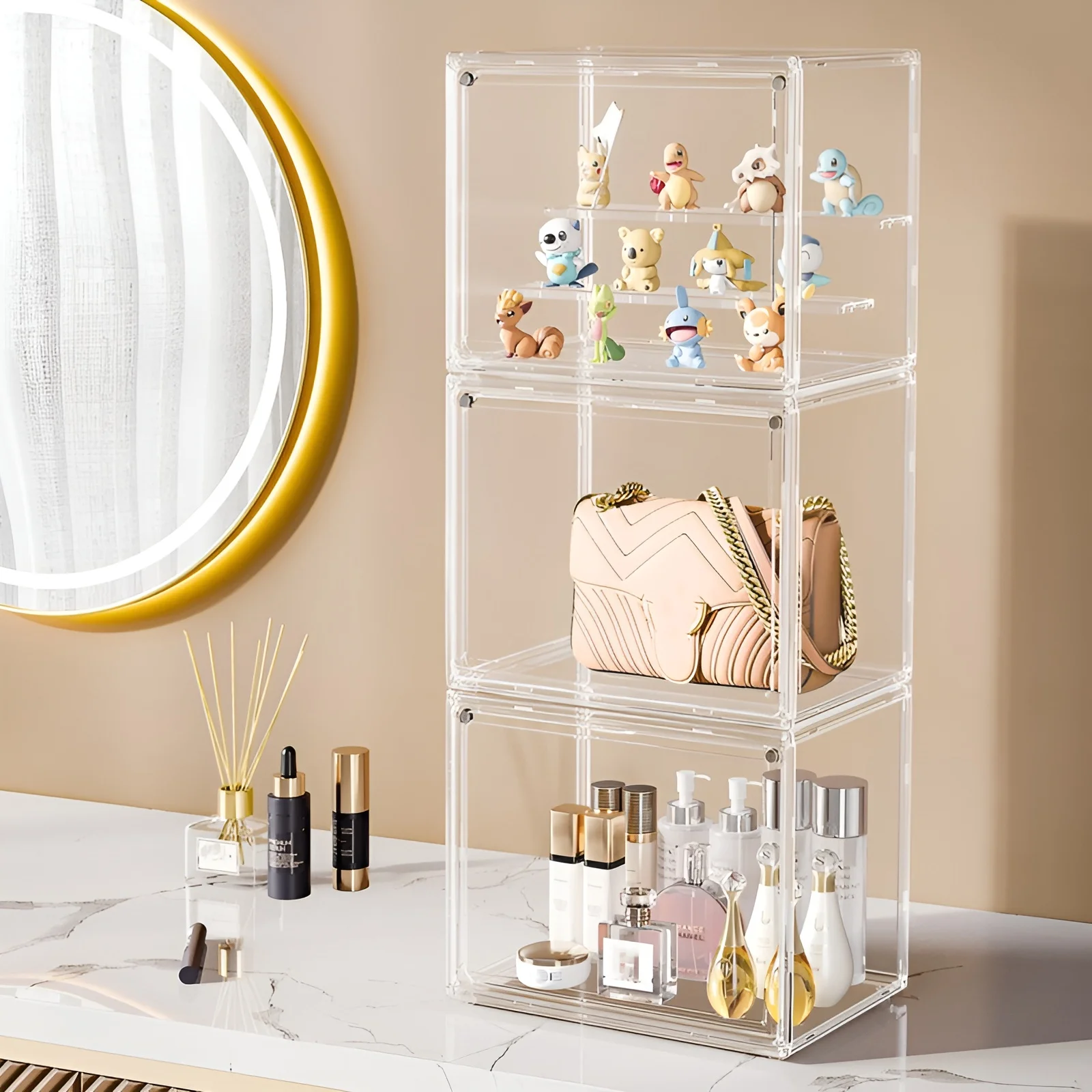 Clear Display Box Stackable Plastic Dustproof Storage Bins Figures ...