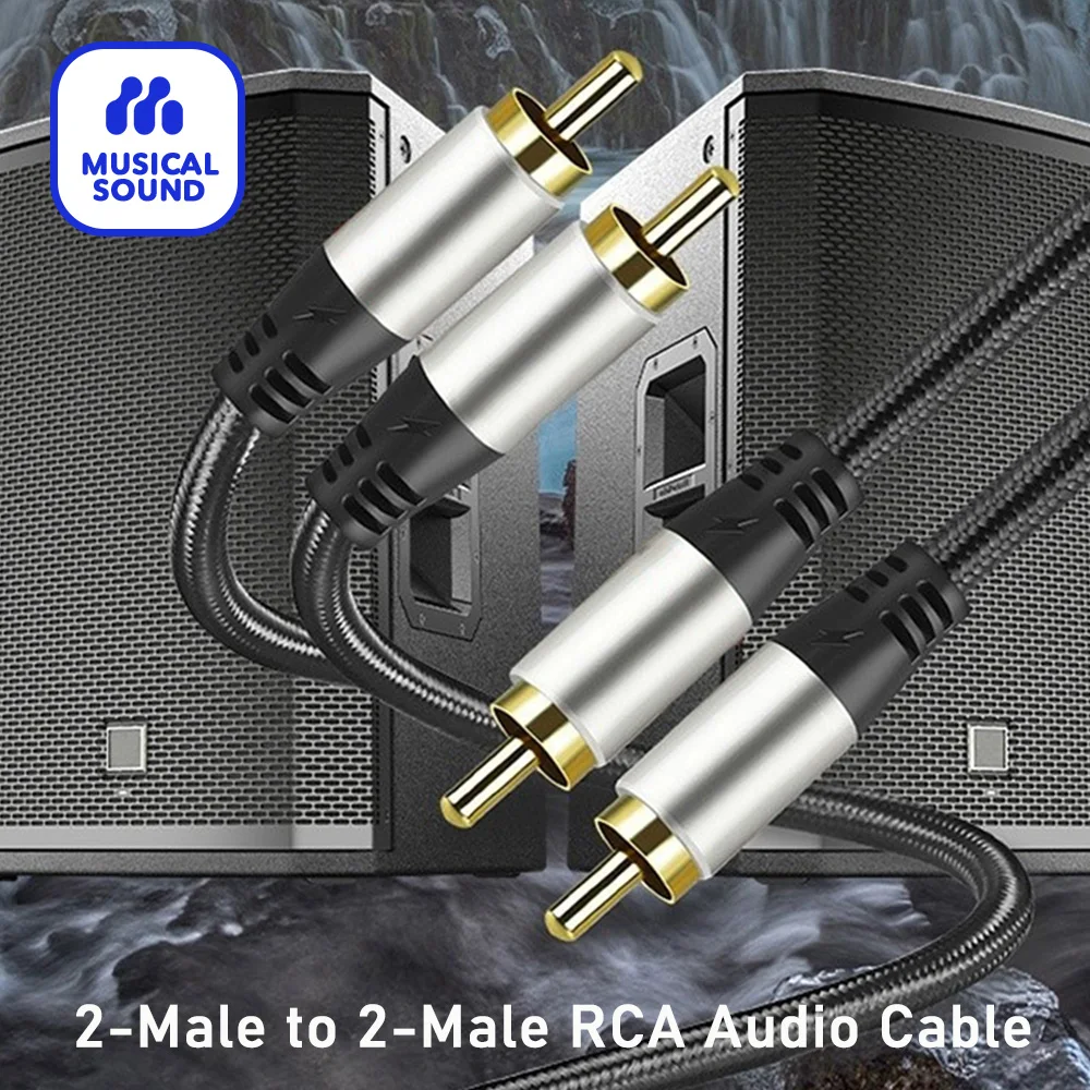 Musical-Sound-2-RCA-Male-to-2-RCA-Male-Stereo-Audio-Cable-Gold-Plated-2 ...