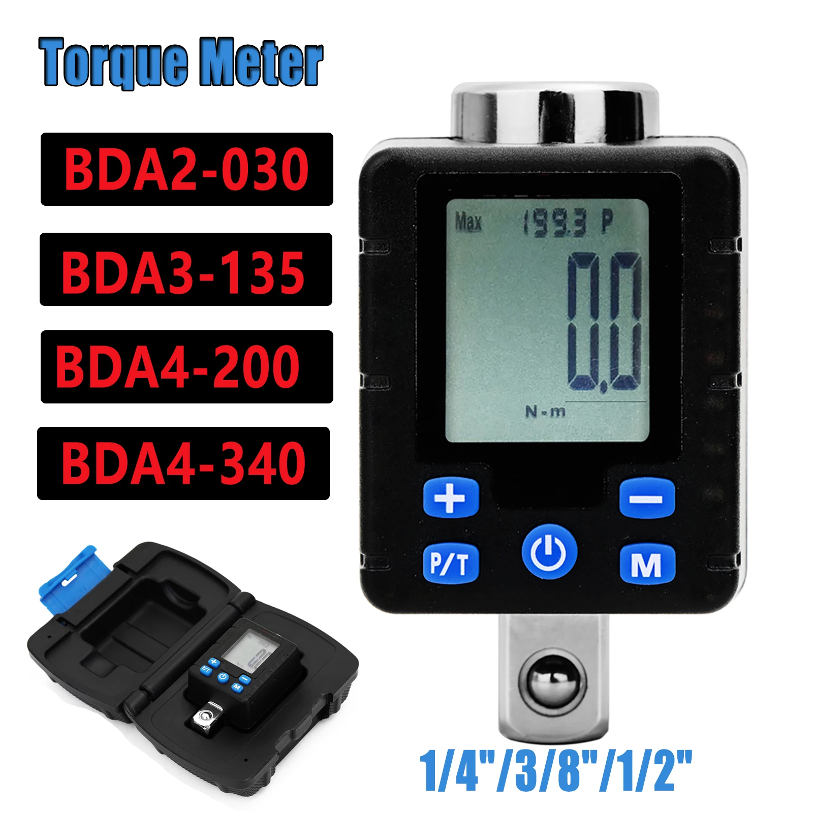 Alta precisão grande tela eletrônico digital display torquímetro medidor de torque ajustável ...