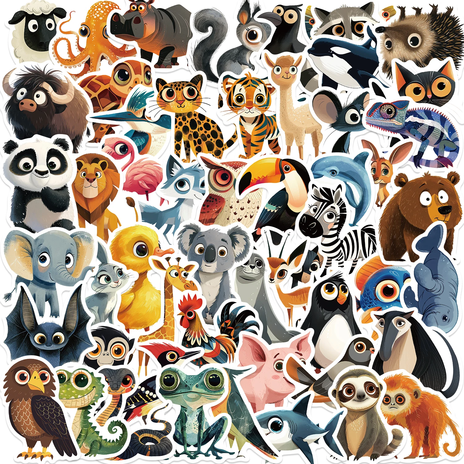 55Pcs-Cartoon-Animal-Sticker-Cute-Toy-Game-Tag-DIY-Gift-Sealing-Label ...