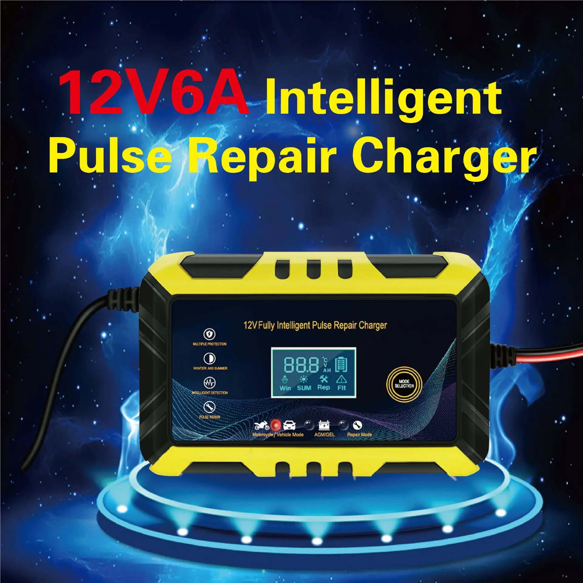 6a Full Automatic Car Battery Charger 12v Intelligent Rechargeable ...