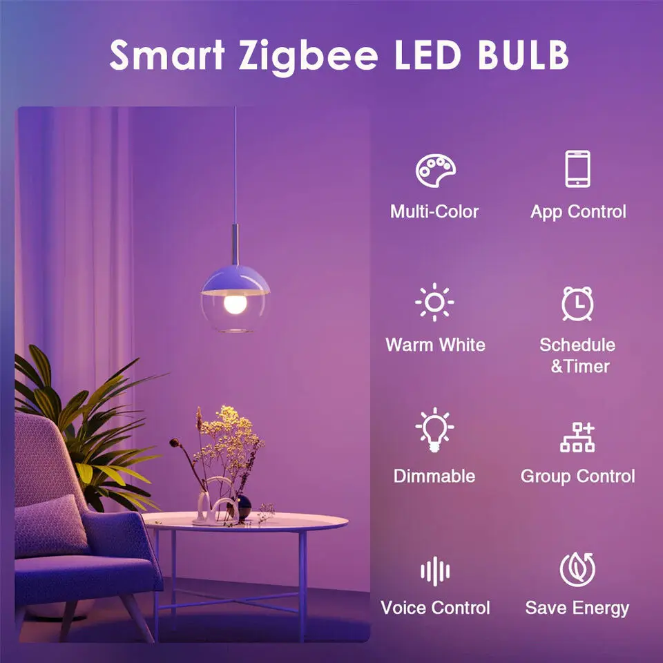 Умная Светодиодная лампа E27 Ewelink Alexa с поддержкой Wi-Fi/Zigbee ...