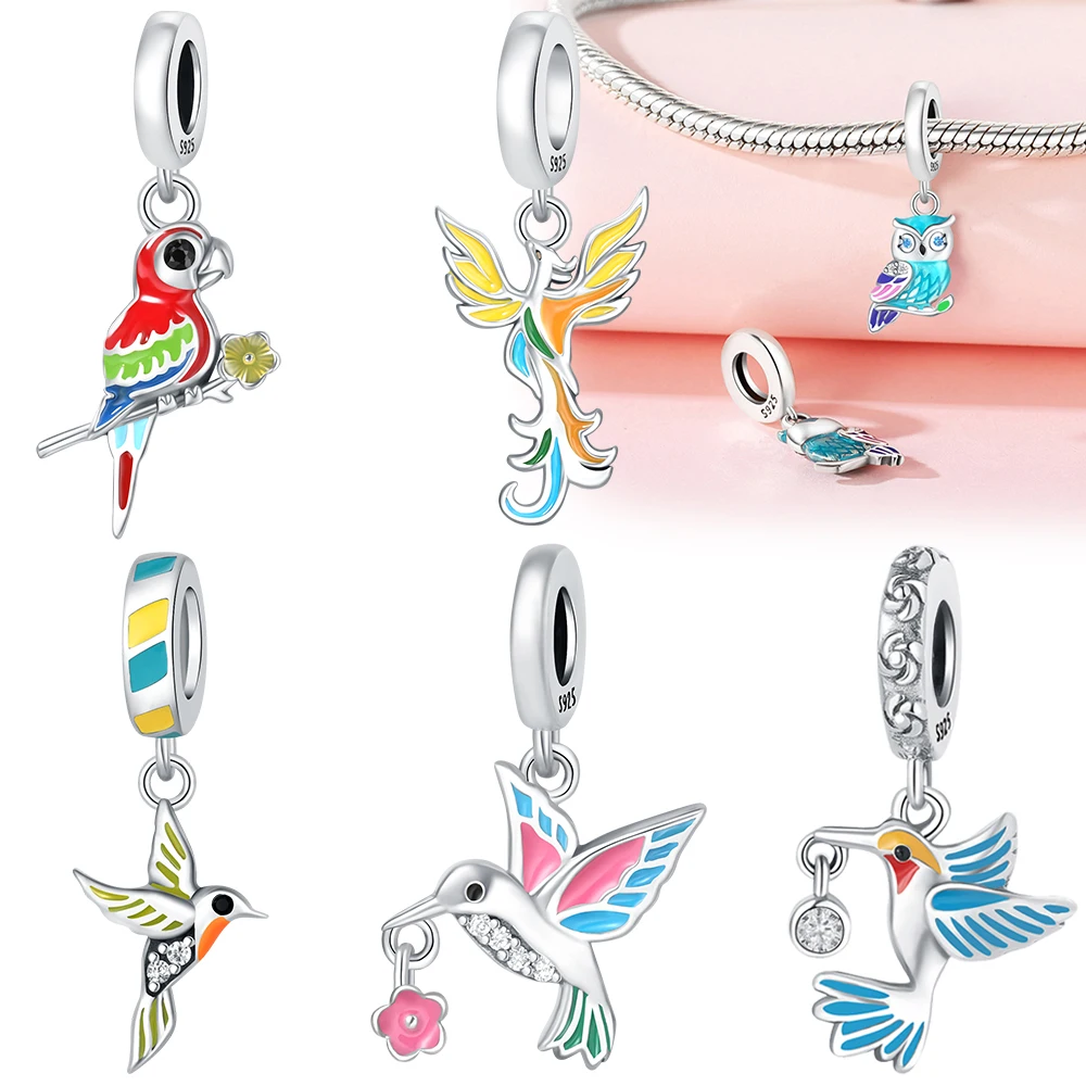 Colgante-de-colibr-de-Plata-de-Ley-925-compatible-con-Pandora-Charms ...