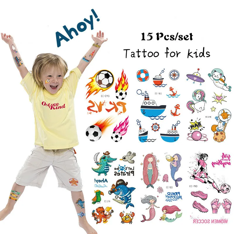 10/15 Pcs/lot Color Cartoons Tattoo Set Face Temporary Tattoo Child ...