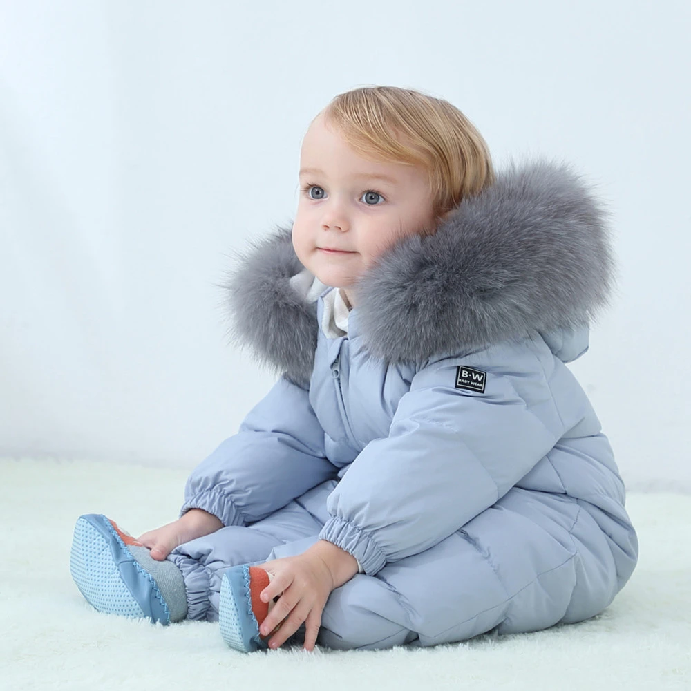 30 Degree Russian Winter Kids Jumpsuit Real Fox Fur Plus Velvet ...