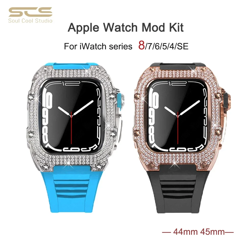 For-Apple-Watch-Mod-Kit-Luxury-Diamond-Inlaid-Accessories-Suit-44mm ...