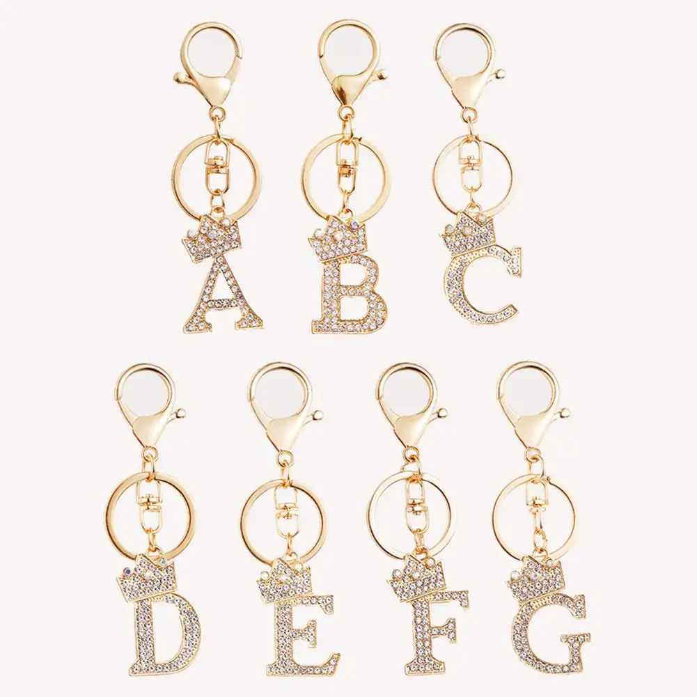 Key-Chain-Luxury-Rhinestone-Crown-Initials-Car-Keychain-A-G-Golden-7 ...