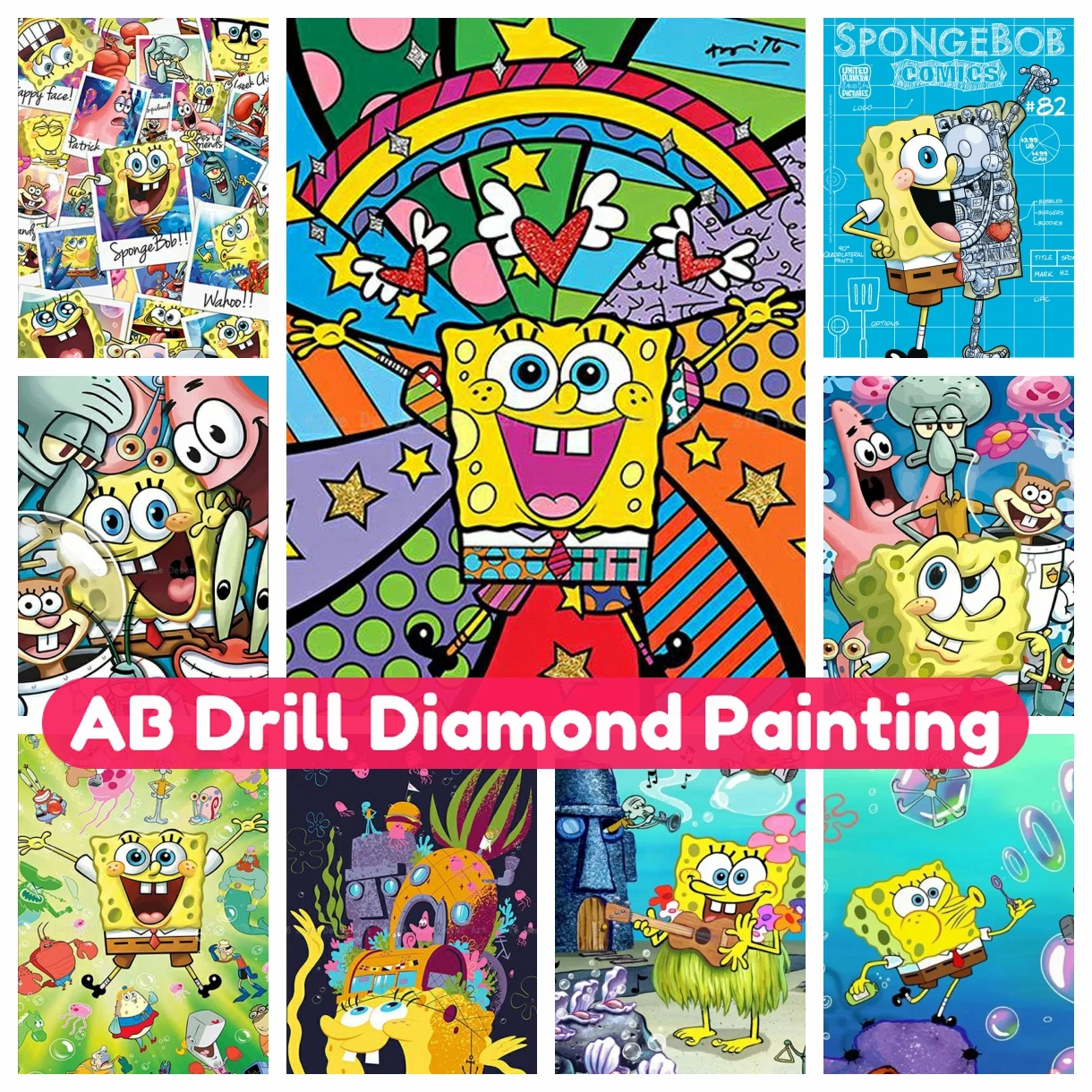 F-Funny-SpongeBob-Art-Diamond-Painting-5d-DIY-Cartoon-Rhinestones-Full ...