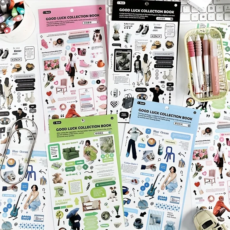 MOHAMM-1-Sheet-Flower-Coffee-Girl-Guitar-Paper-Sticker-Decorative ...