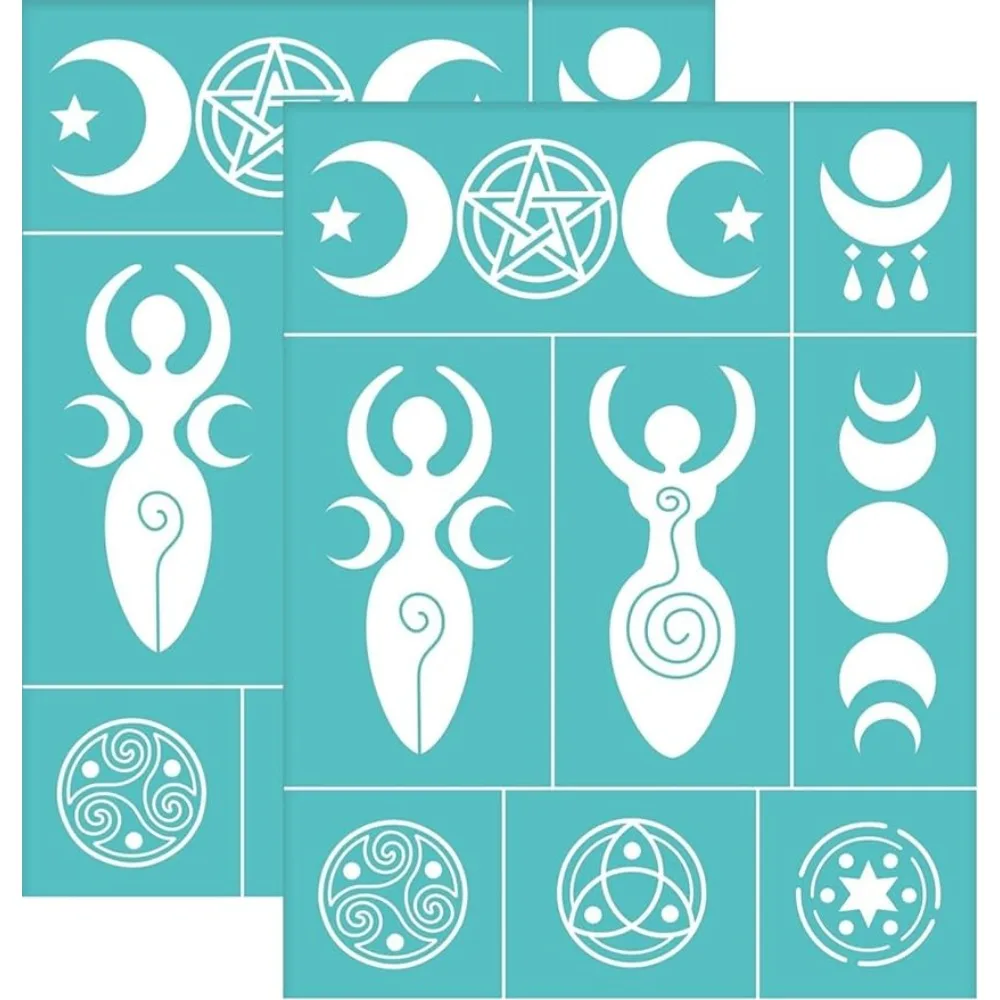 2Pcs-Self-Adhesive-Silk-Screen-Printing-Stencil-Spiral-Goddess-Pattern ...