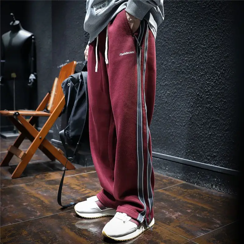 Harajuku Men Straight Stripes Sweatpants Korean Spring Autumn Male New ...