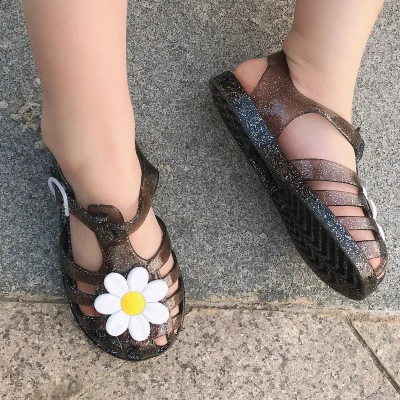 Summer Child Shoes Girl Sandals Polka Dot Surface Flower Figure Hundred ...