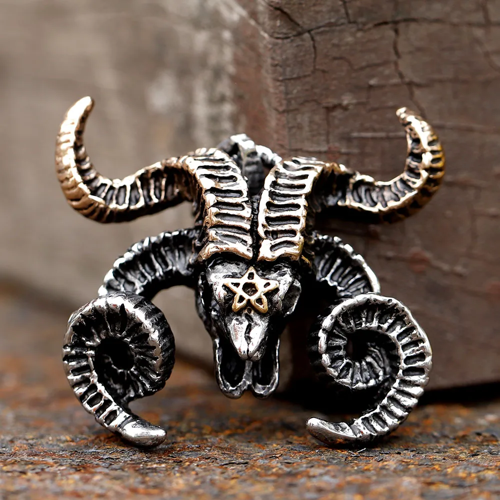 New-Creative-Design-Stainless-Steel-Sheep-s-head-Pendant-Satan-God ...