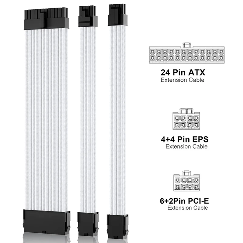 35cm 24PIN 4+4PIN 6+2PIN PSU Extension Cable for CPU GPU Motherboard ...