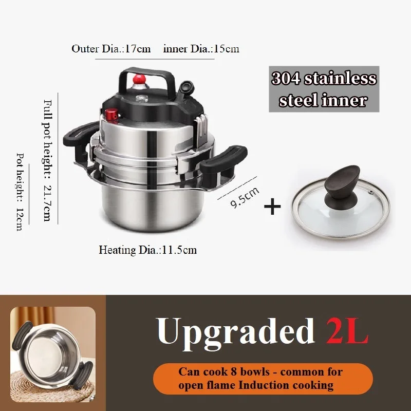 2L-304-Stainless-Steel-Outdoor-Camping-Portable-Micro-Pressure-Cooker-w ...