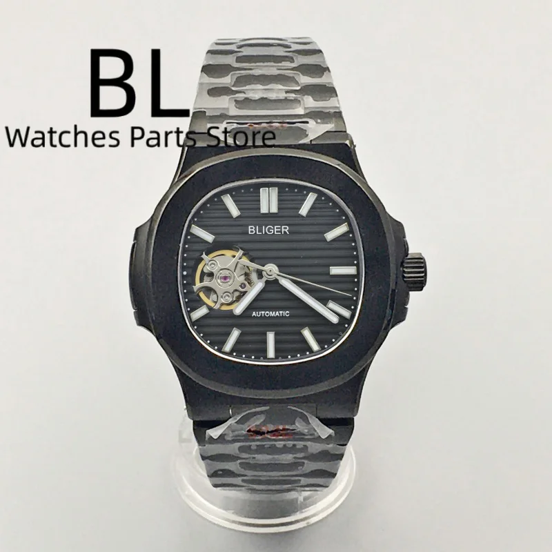 BLIGER 400MM Full Black Matte Square NH38 Automatic Men's Watch ...