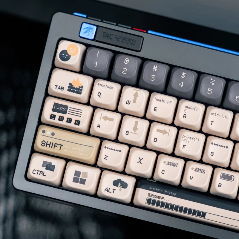 Retro-Gray-White-Themed-Keycaps-Set-PBT-Full-Five-Sided-Sublimation ...