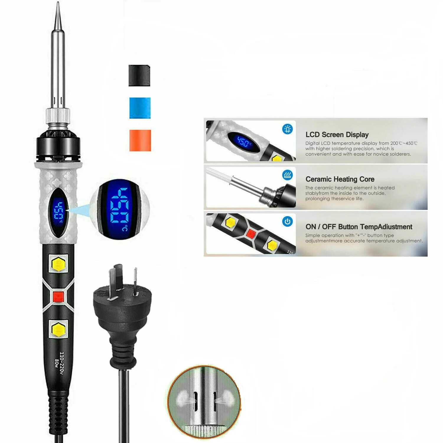 80w Adjustable Temperature Electric Soldering Iron 220v/110v Welding ...