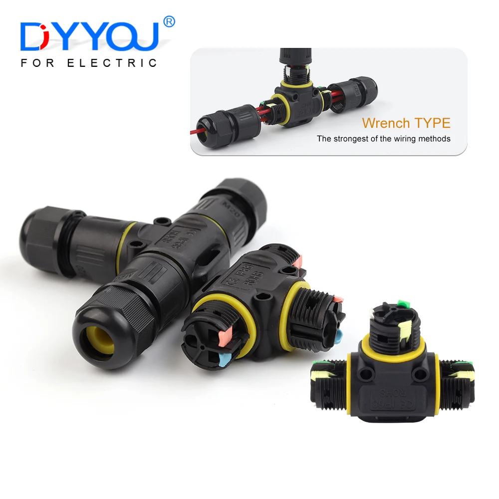 IP68-M20-Waterproof-Connector-T-Type-3-Way-2-3-Pin-Nut-Lever-Terminal ...