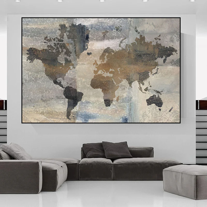 Modern-Art-World-Map-Posters-and-Prints-Canvas-Painting-Map-of-the ...
