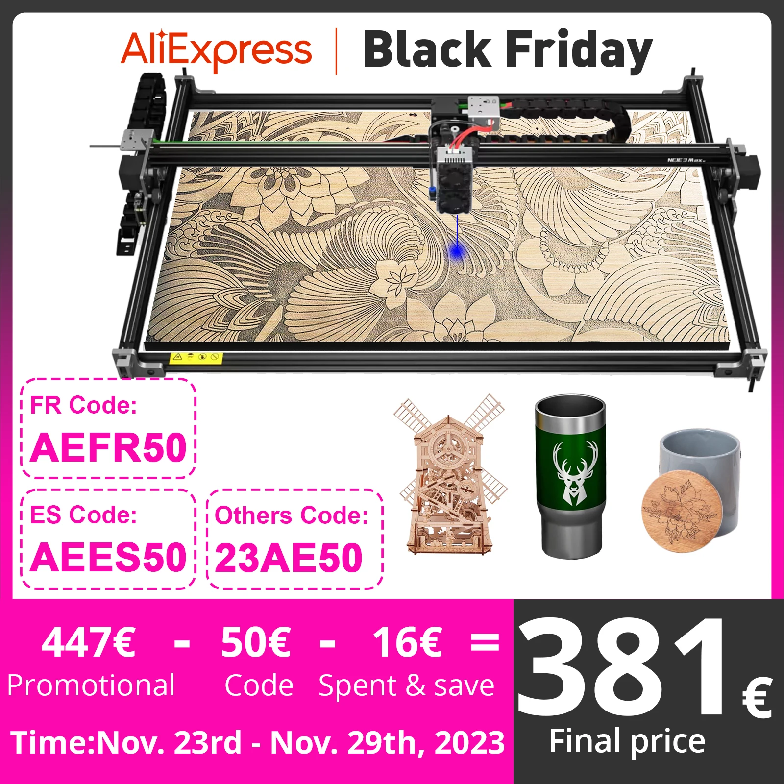 NEJE-3-Max-V2-CNC-Laser-Engraver-Cutter-E80-E40-Laser-Module-DIY-Laser ...