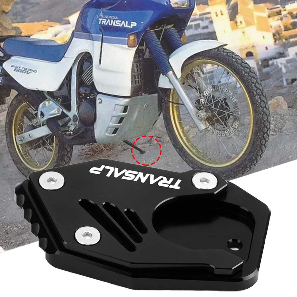 Logo Transalp Cnc Aluminum Motorcycle Side Stand Pad Enlargement Plate