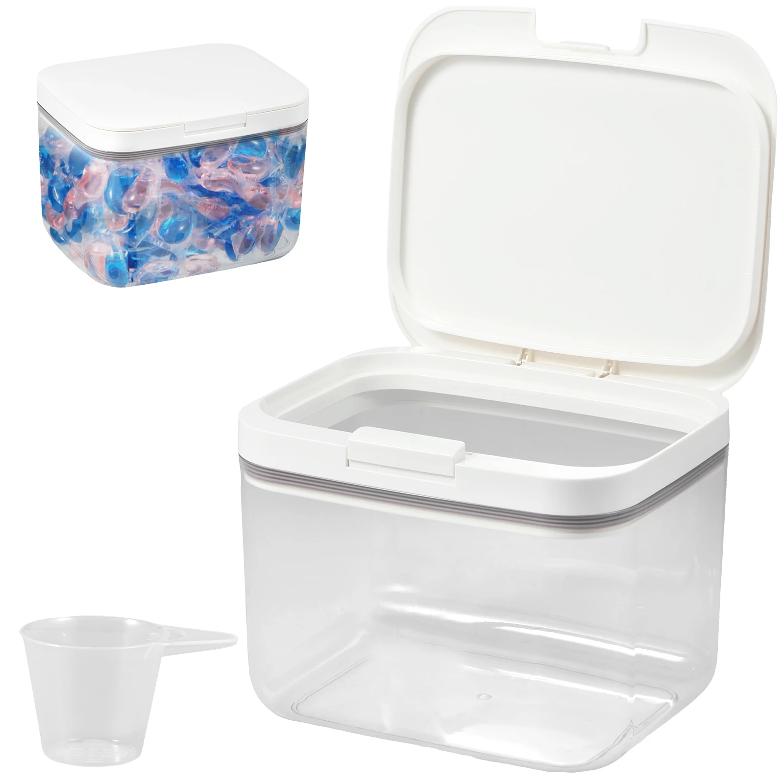 2.8/5.5L Automatic Pop-Up Storage Box Airtight Laundry Pods Container ...