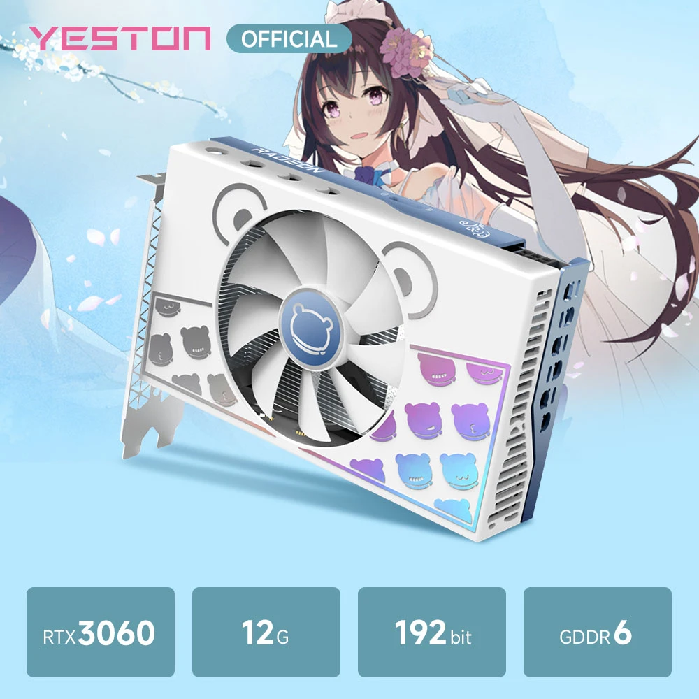 YESTON NVIDIA 지포스 RTX 3060 그래픽 카드, 게임 협업 비디오 카드, RTX3060 12GD6 MA 데스크탑 ...