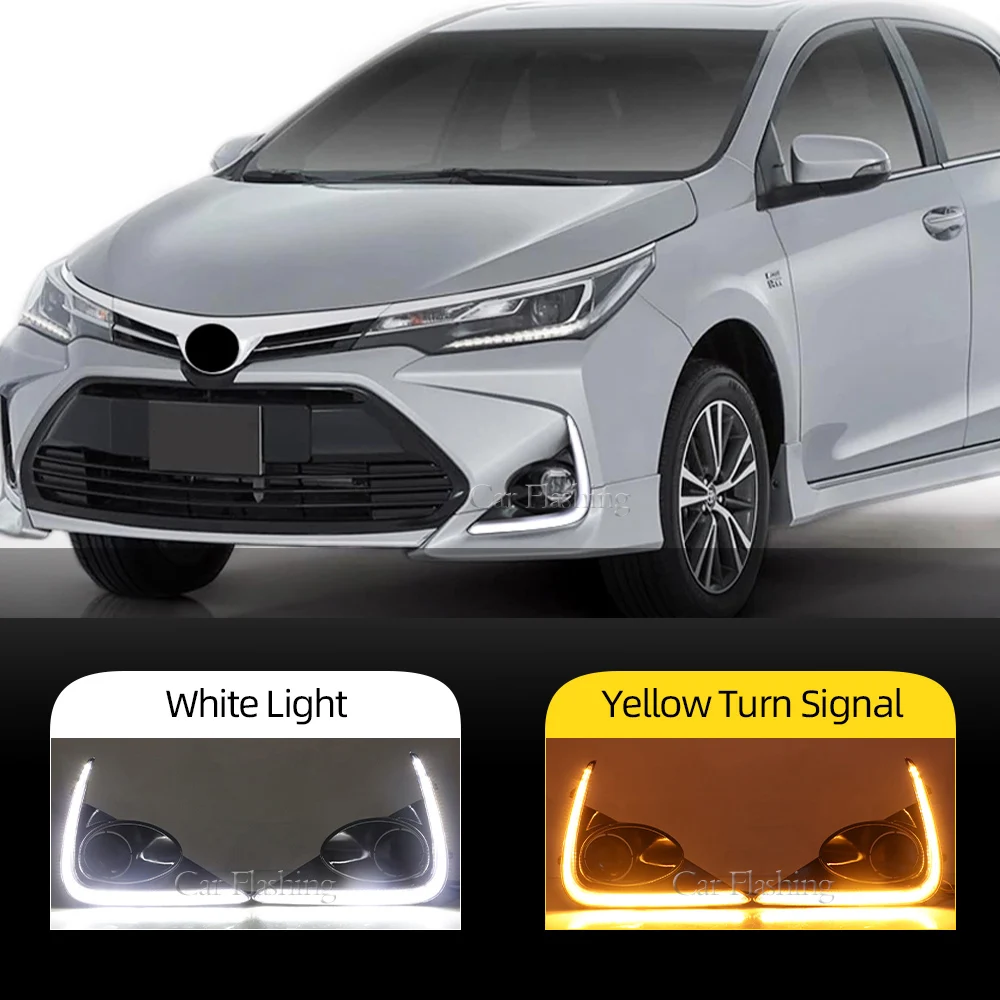 2pcs For Toyota Corolla X 2021 2022 Led Drl Foglights Flowing Yellow ...