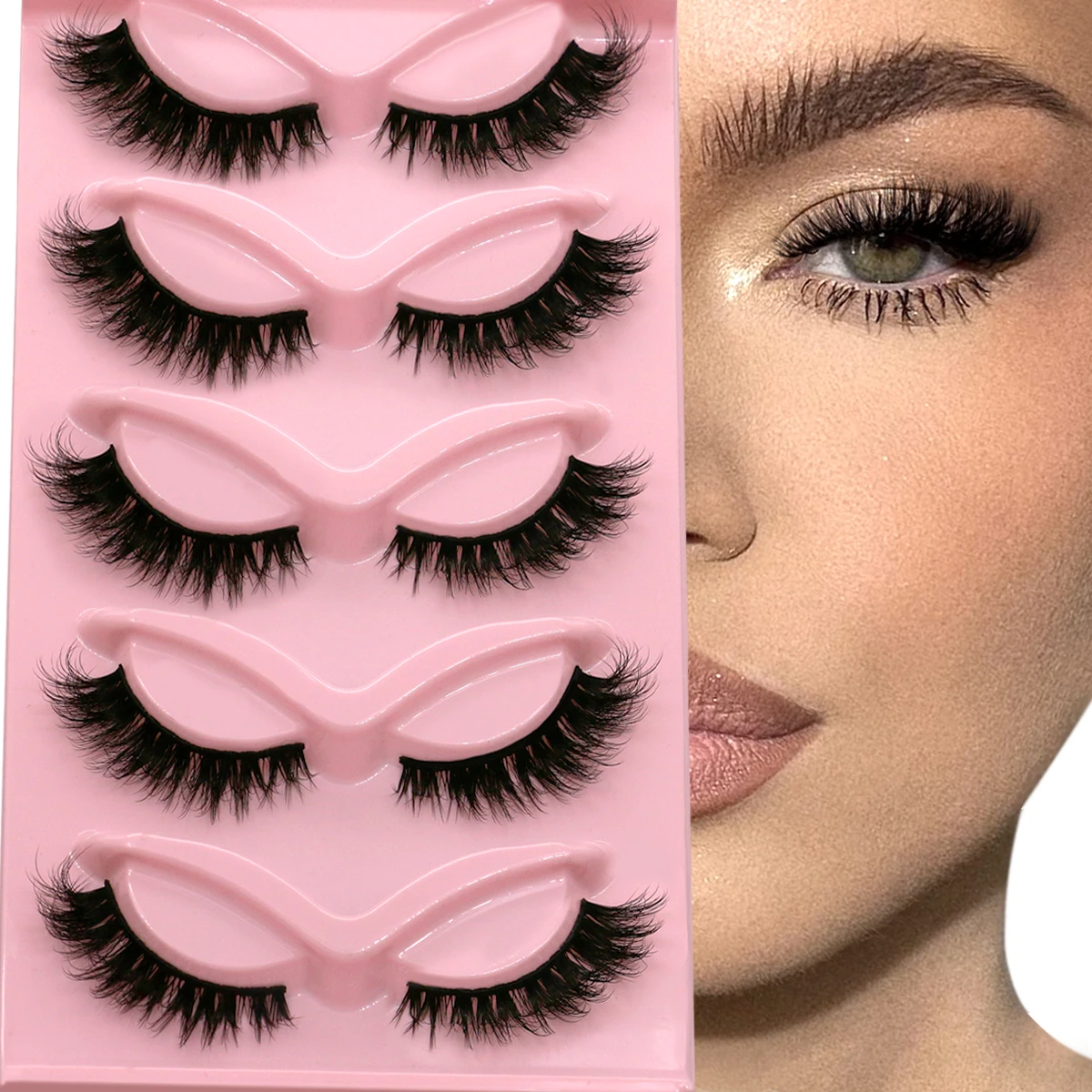 GROINNEYA-Cat-Eye-Lashes-Faux-Mink-Eyelashes-Natural-long-Winged-End ...