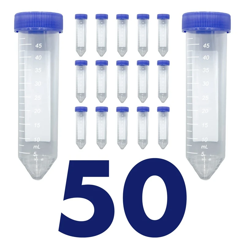 Centrifuge-Tubes-50-Pack-Plastic-Test-Tube-With-Screw-Caps-15ML-Sterile ...