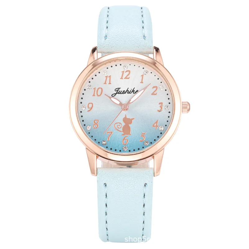 Children-s-Cute-Cat-Watch-Simple-Rhinestone-Girls-Wristwatches-Gradient ...