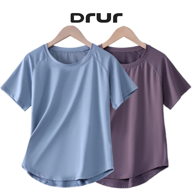 DRUR Women Sports T-shirt Short Sleeve Quick Dry Loose Compression ...