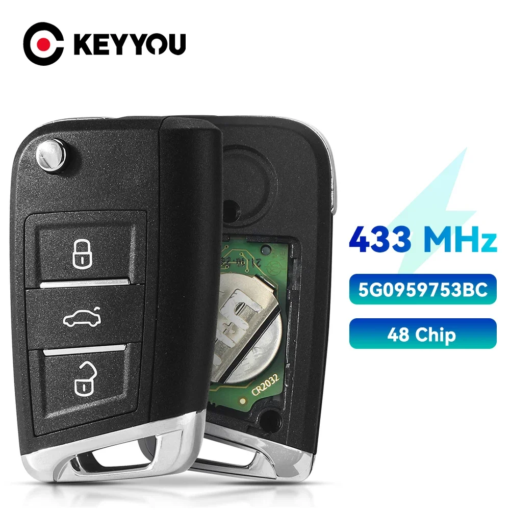 KEYYOU-Remote-Car-Key-434MHz-MQB48-For-VW-Volkswagen-Seat-Leon-Ateca ...