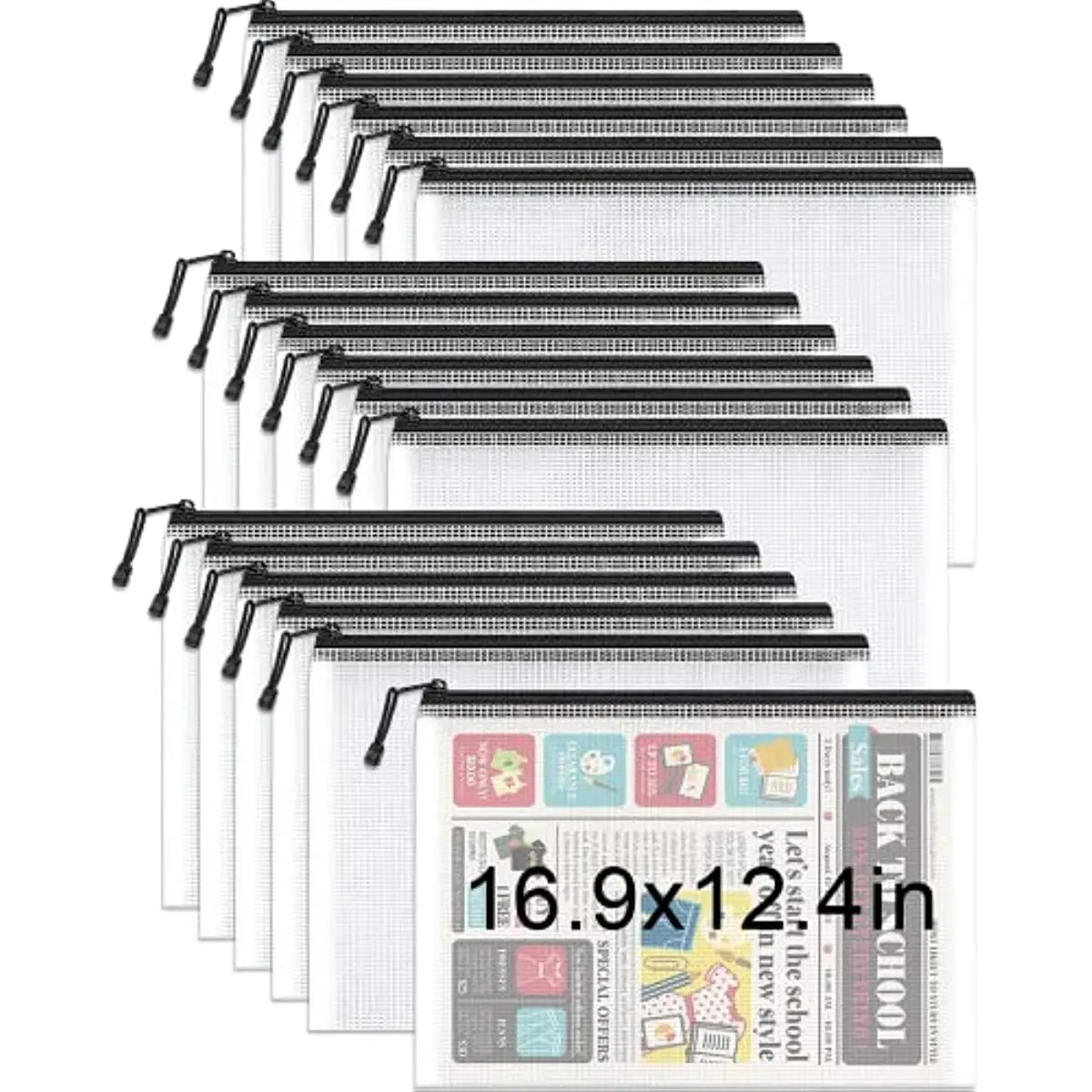 15pcs-Zipper-Mesh-Document-Pouch-Zipper-Pouches-Waterproof-Travel-Pouch ...