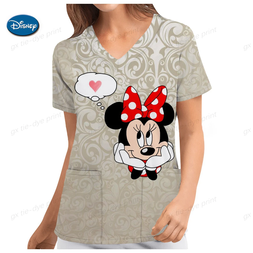 Printed Disney Mickey Minnie Nurse Uniform Women's Cartoon Nurse Work ...