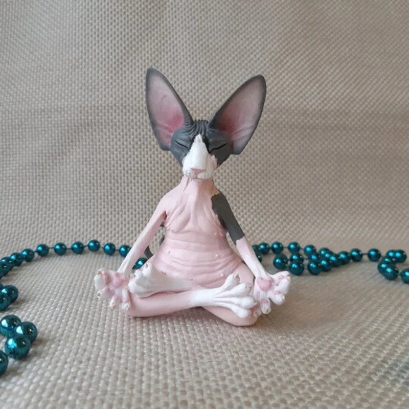Escultura de meditación de gato feliz, estatua de jardín al aire libre ...