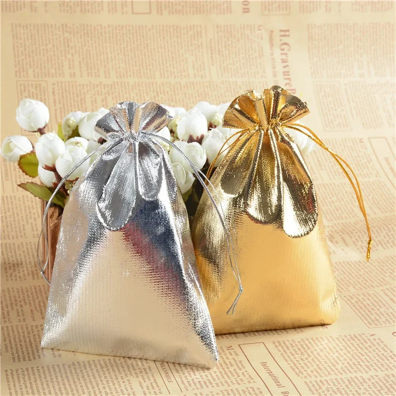 10Pcs/lot Gold/sliver Gift Bags Jewelry Bag Wedding Party Decor ...