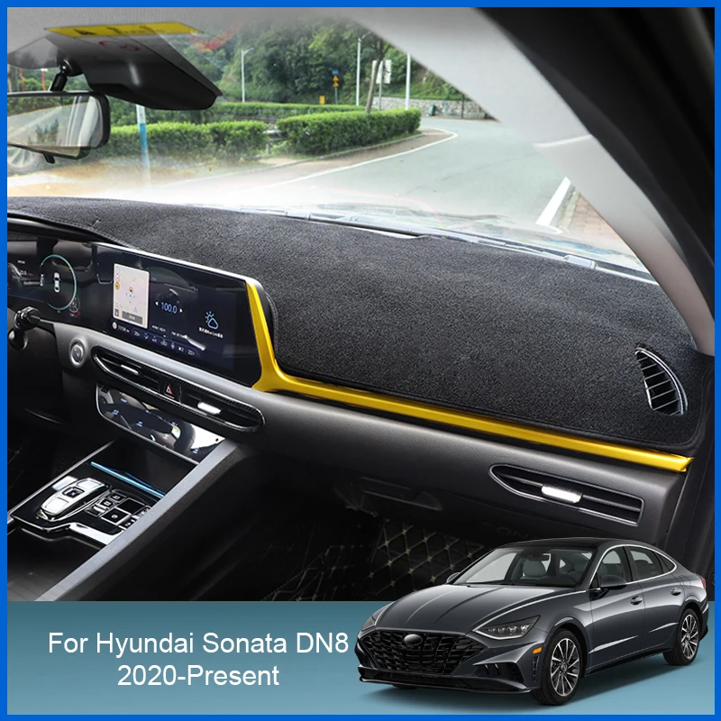 현대 소나타 DN8 LF YF 2009 현재 RHD & LHD 자동차 대시보드 커버 보호 패드, 인공 차양 카펫, 자동차 액세서리