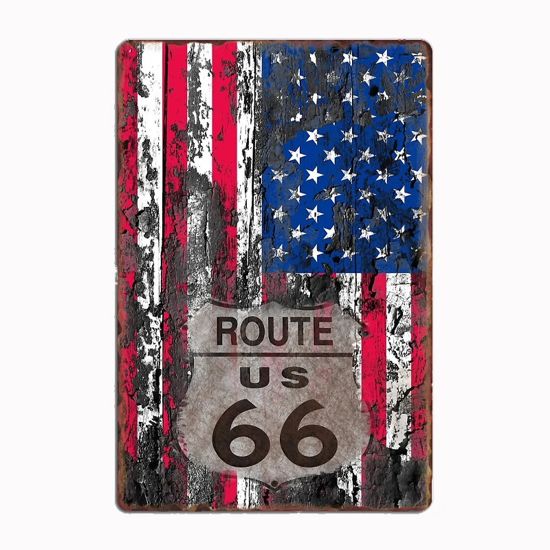 Route-66-Road-USA-American-Flag-Signs-Vintage-Poster-Metal-Plaques-Tin ...
