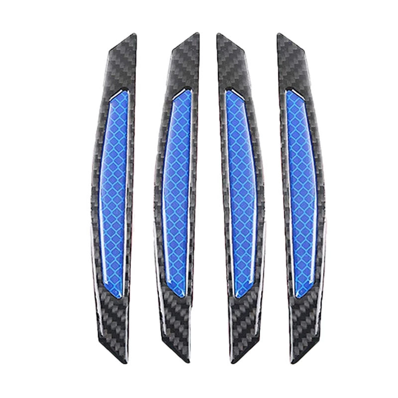 4Pcs-Super-Blue-Reflective-Stickers-Black-Carbon-Fiber-Strips-Car-Side ...
