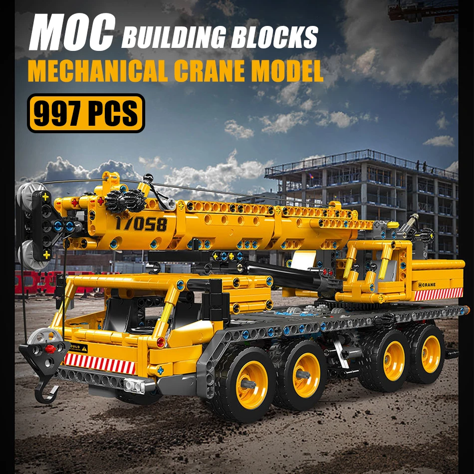 997Pcs MOC Technical Mechanical Crane Model Building Blocks Assembly ...