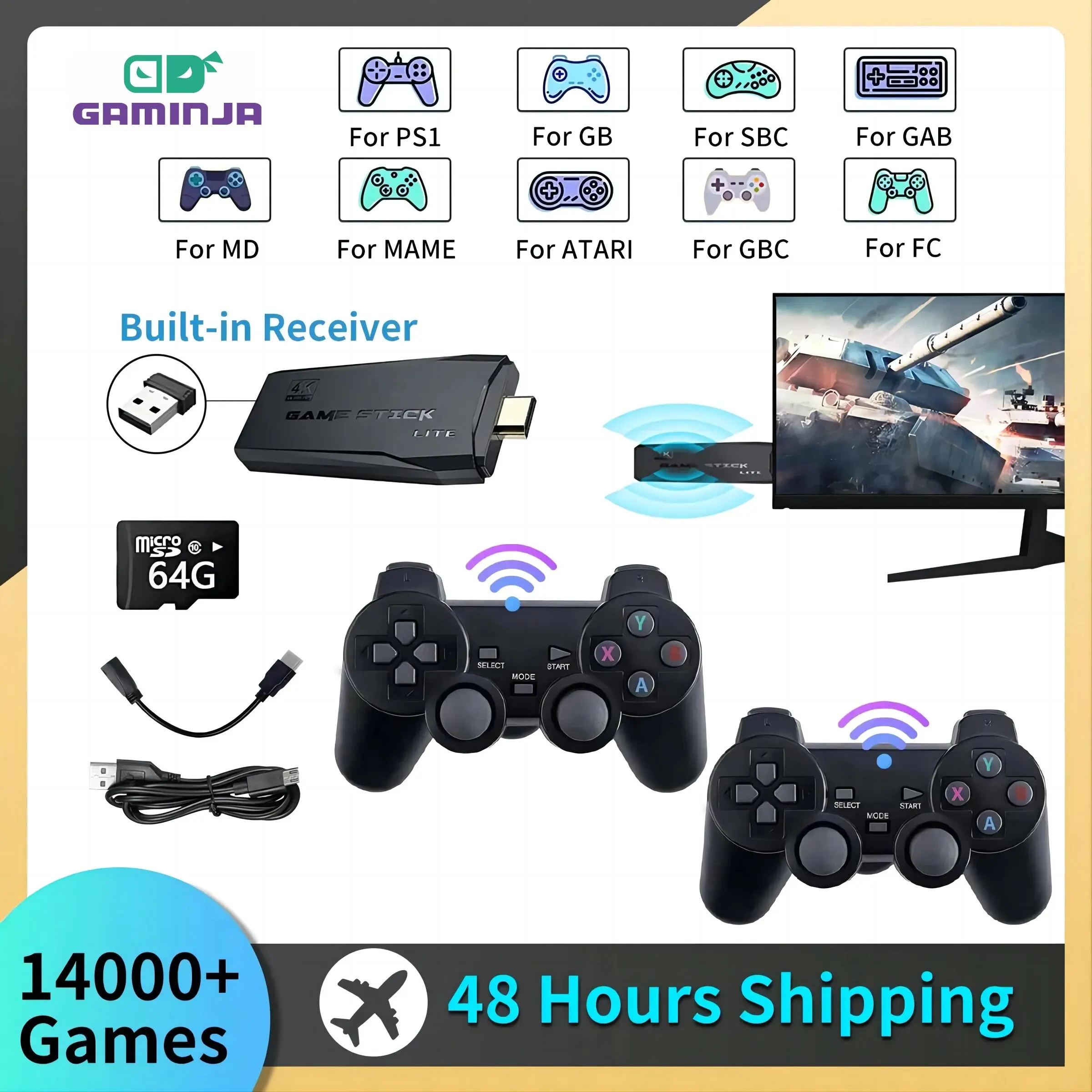 Video-Game-Console-64GB-Built-in-14000-Games-Handheld-Game-Console ...